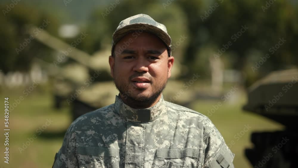 Crying emotions soldier man in military uniform special forces standing ...