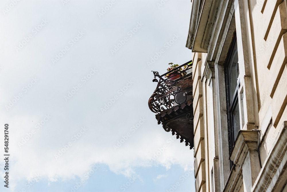 Old European building wall with an historic architecture and a vintage ...