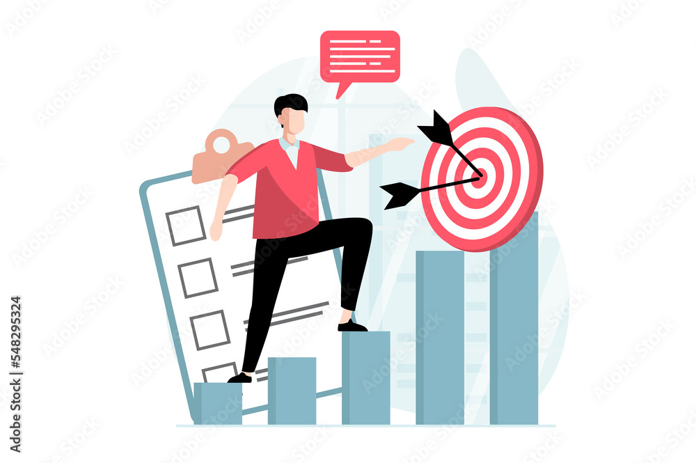 Strategic planning concept with people scene in flat design. Man ...