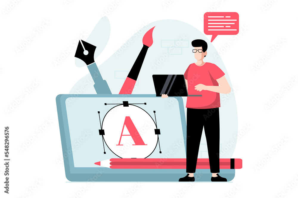 UI and UX design concept with people scene in flat style. Man ...
