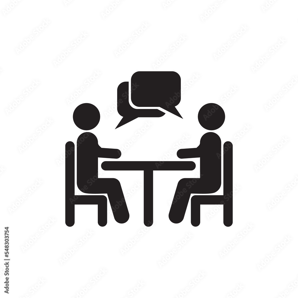 vector illustration people at a table talking, icon symbol Stock Vector ...