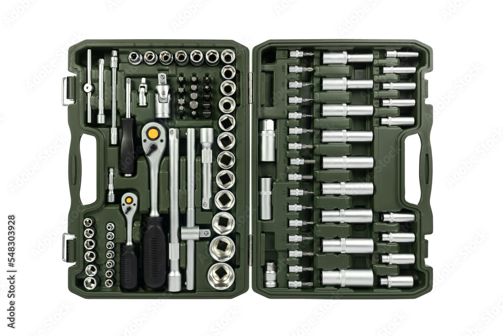 Set tools isolated on a white background. Top view. Toolbox. Stock ...