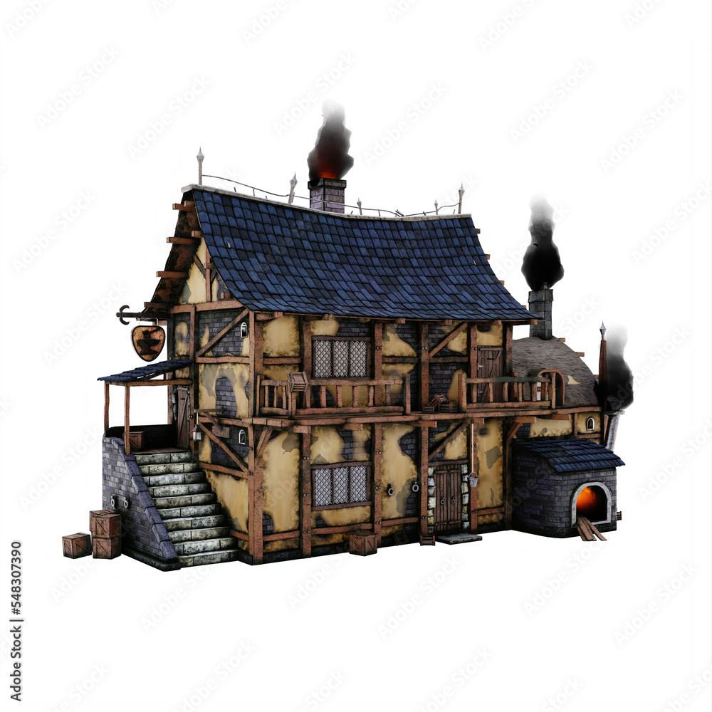 medieval house blacksmith Stock Illustration | Adobe Stock