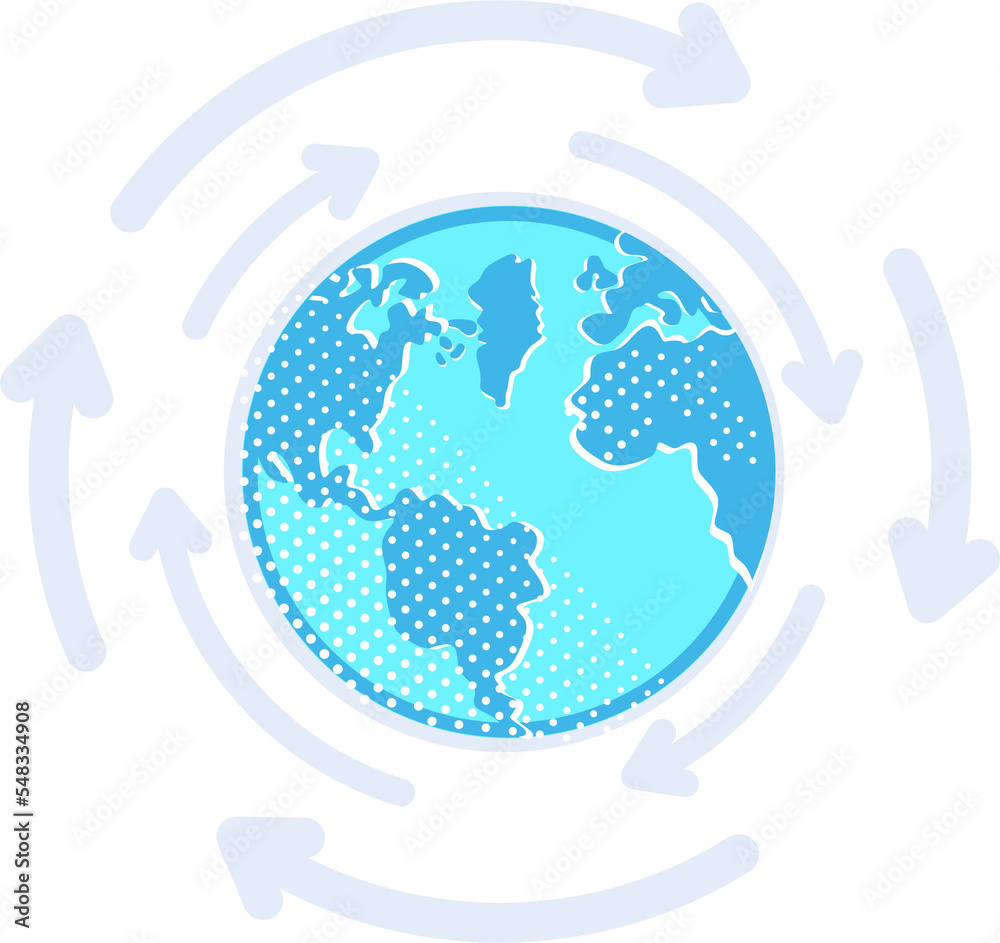 Globalization process semi flat color raster object. Surface of Earth ...