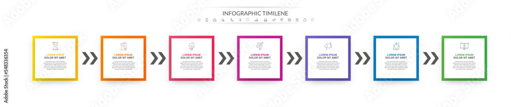 Modern simple infographic with seven rectangles. 3D concept graphic ...