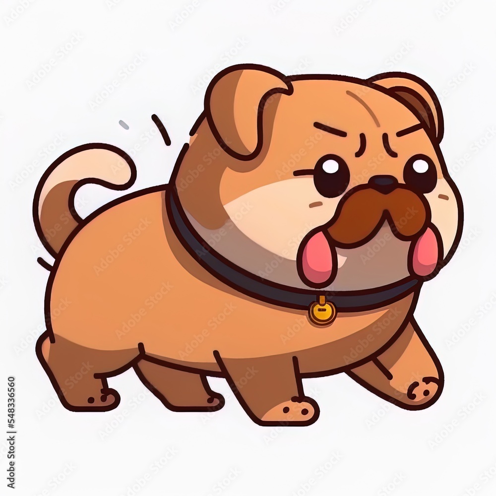 Fat dog walking cartoon icon cartoon style Stock Illustration | Adobe Stock