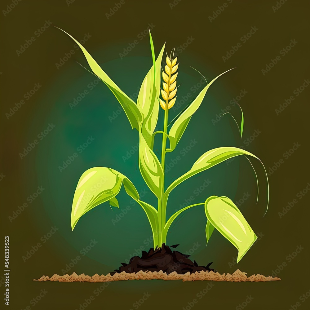 Corn plant growing with soil cartoon Stock Illustration | Adobe Stock