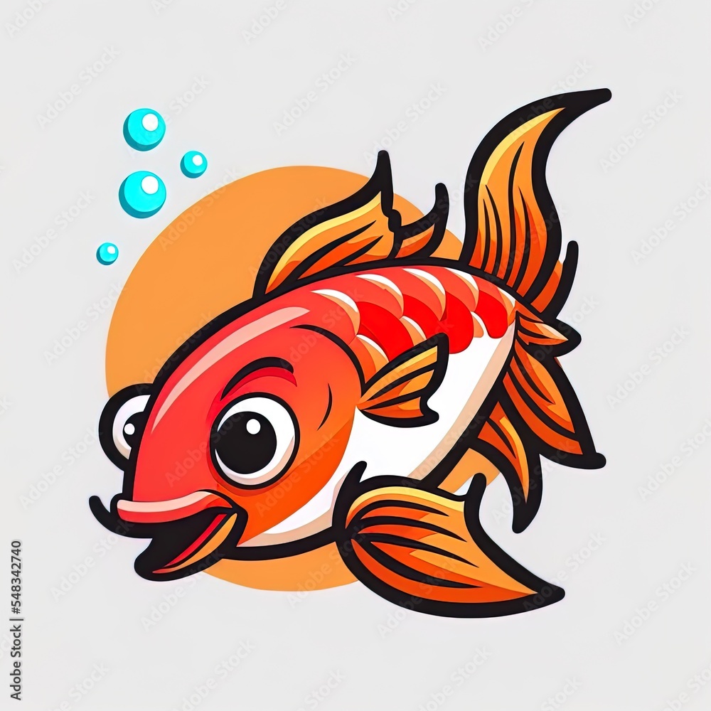 Cute koi fish cartoon 2d illustrated icon illustration. animal nature ...