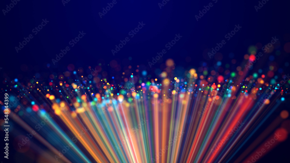 Magic multicolored sparkles of light with rays form flickering abstract ...