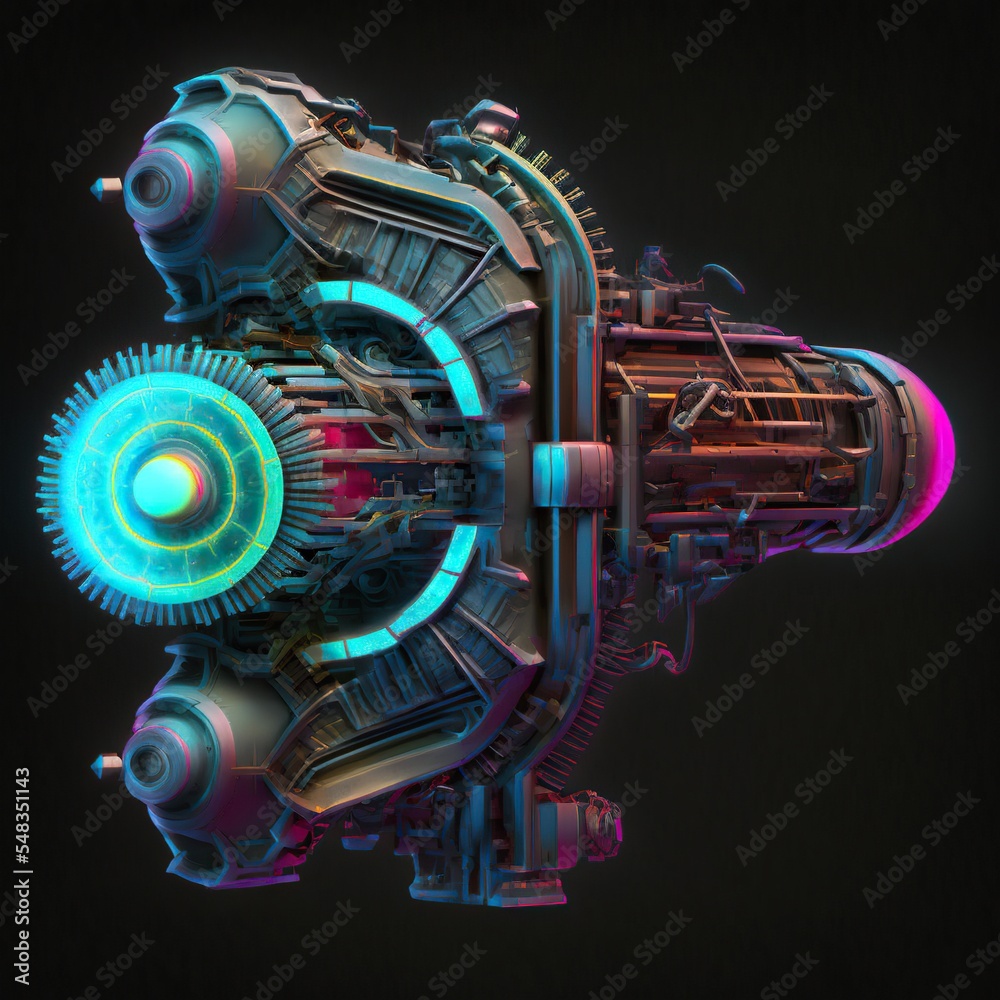 3d render of a cyberpunk futuristic machine gun. Futuristic weapon ...