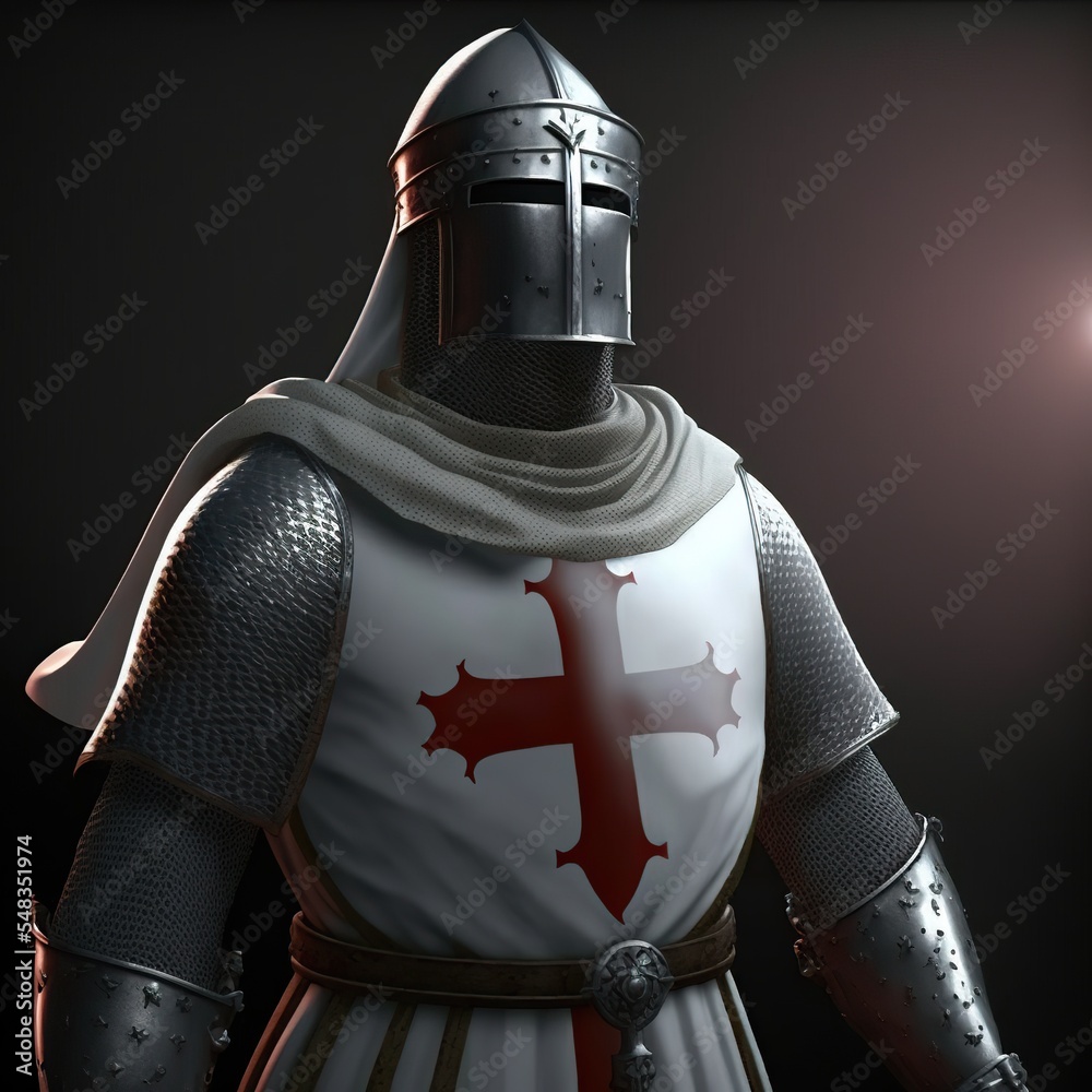 Medieval templar crusader knight in full armor 3d render. Character ...