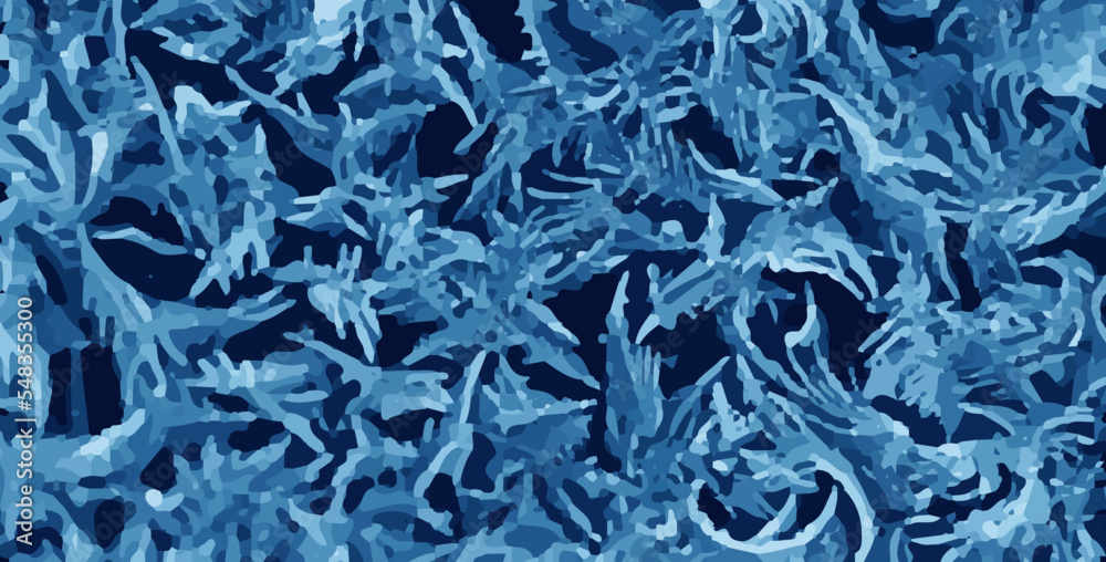 Vector blue frozen ice window texture. Realistic ice pattern. Frozy ...