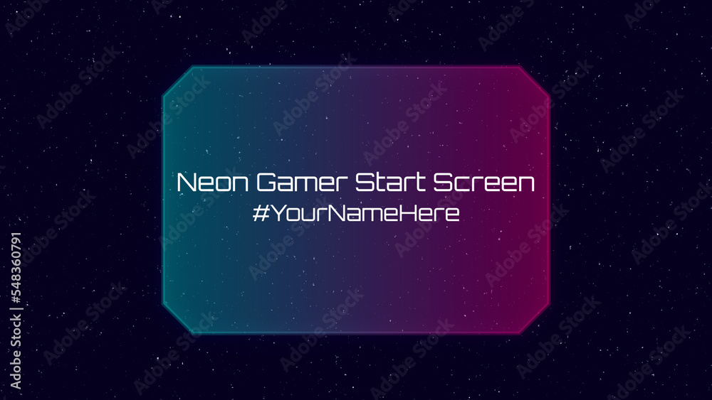 Neon Gamer Start Screen Stock Template | Adobe Stock