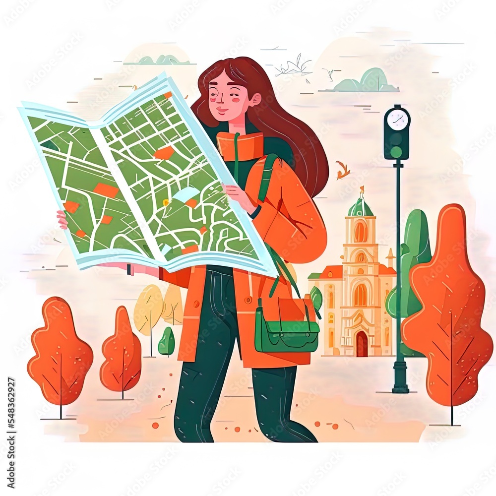 Journey route planning. city travel, urban tourism, cartography idea ...