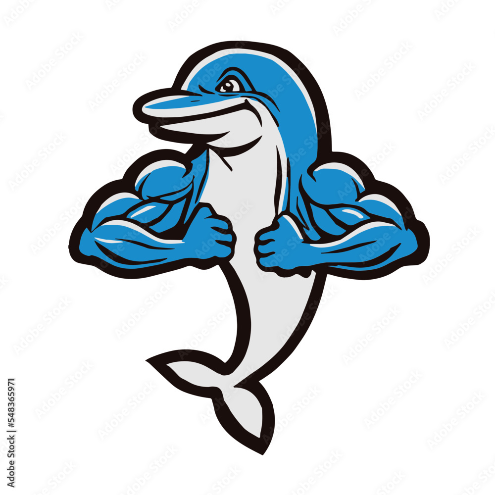 Dolphin Mascot Muscle Vector Clipart Stock Vector | Adobe Stock
