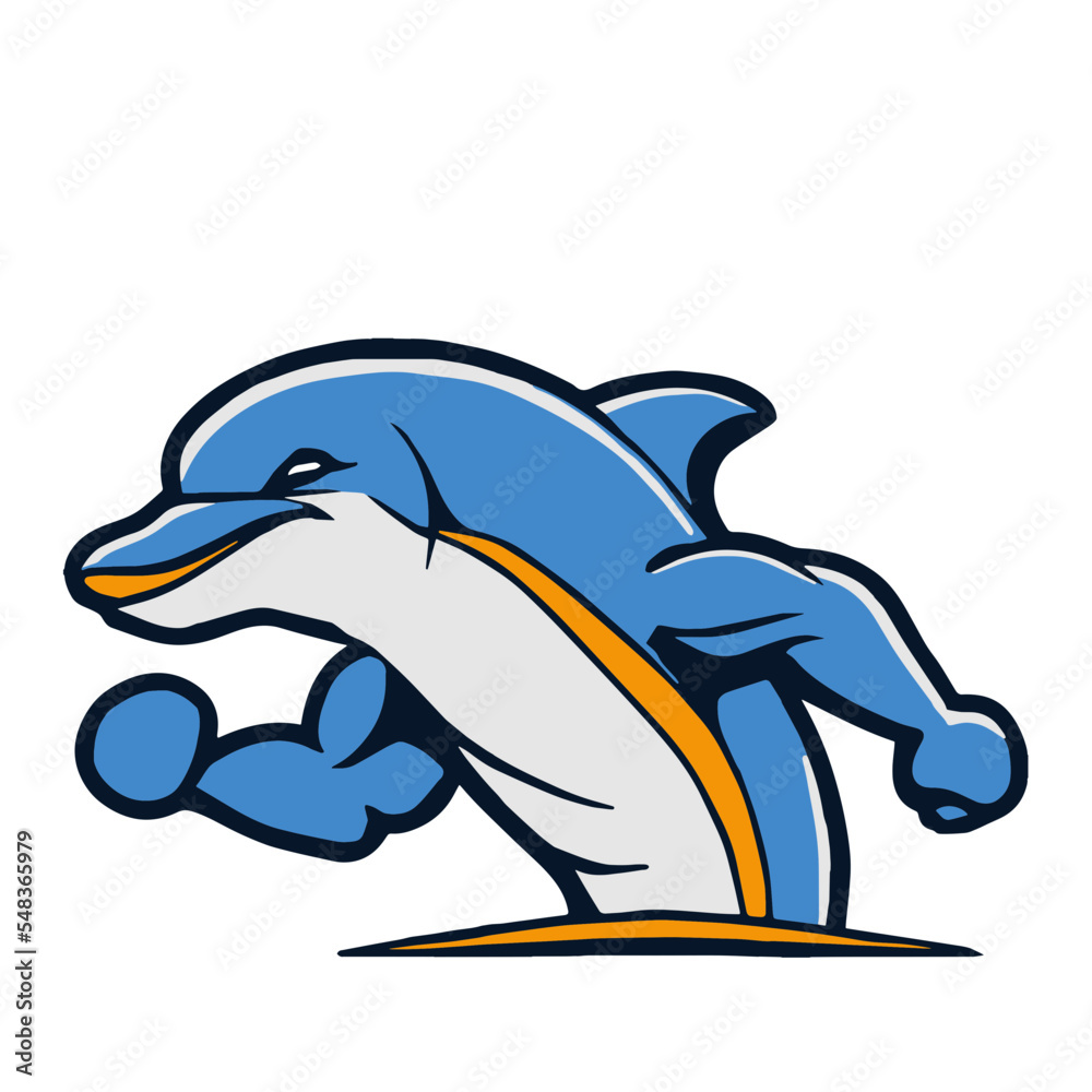 Dolphin Mascot Muscle Vector Clipart Stock Vector | Adobe Stock