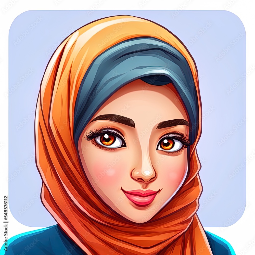 Women Wearing Hijab Icon Logo 2D Illustrated Muslim Woman Muslim Girl ...