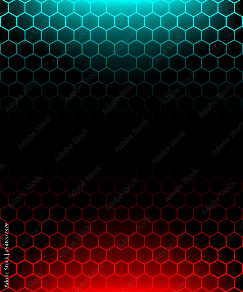 Abstract hexagon light futuristic design template. Luxury red and blue outlines are isolated on ...