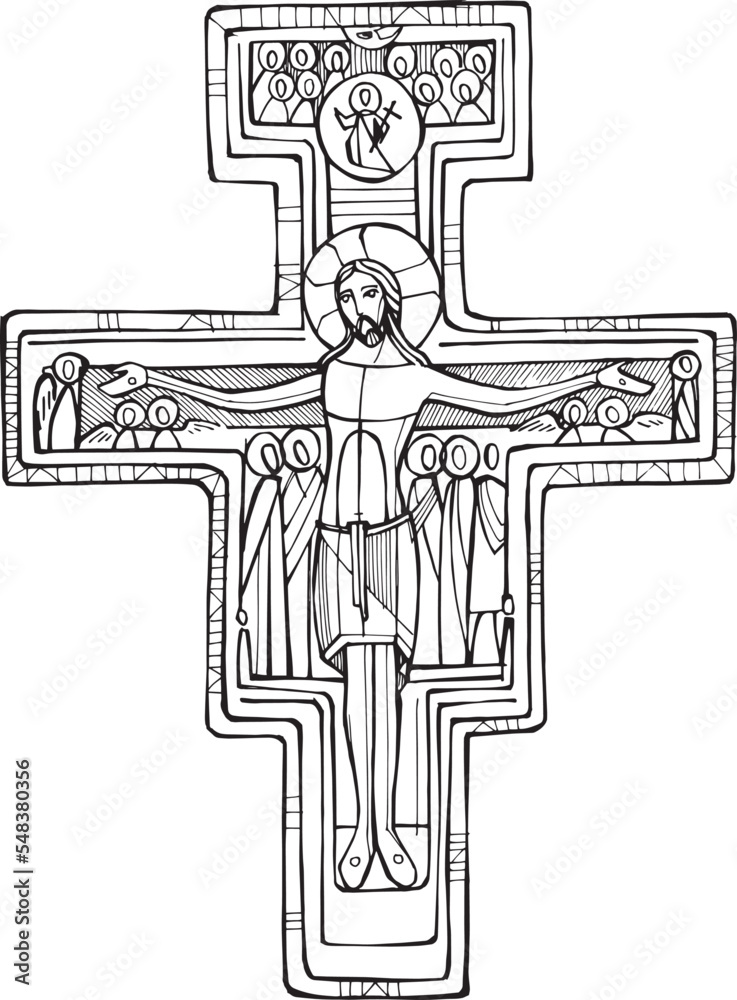 Poster Hand drawn illustration of the Cross of Saint Damian. – Wall Art ...
