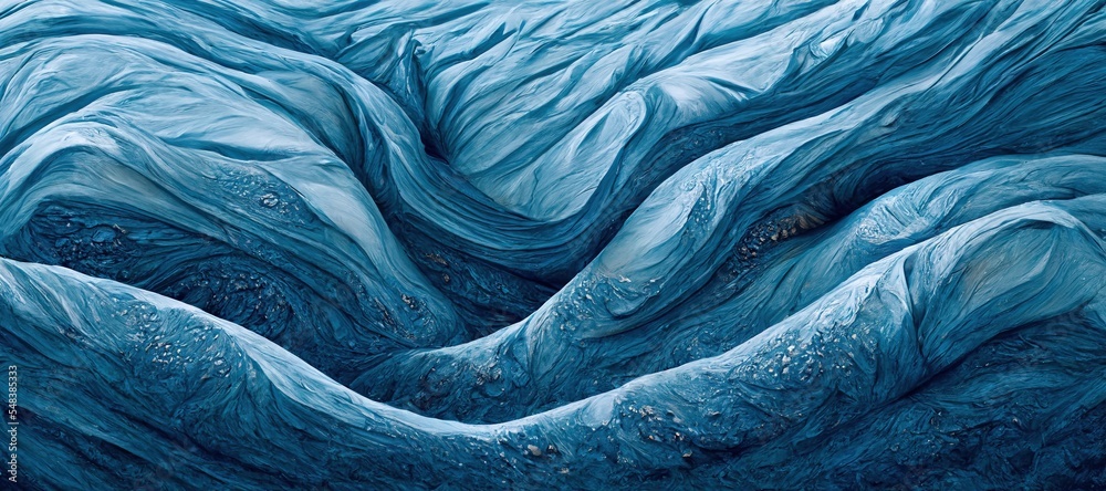 Abstract ice blue glacier dune curves and folds, highly detailed frozen ...