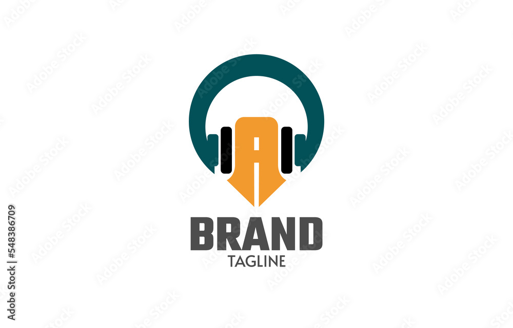 Letter A with headphone logo template Stock Vector | Adobe Stock