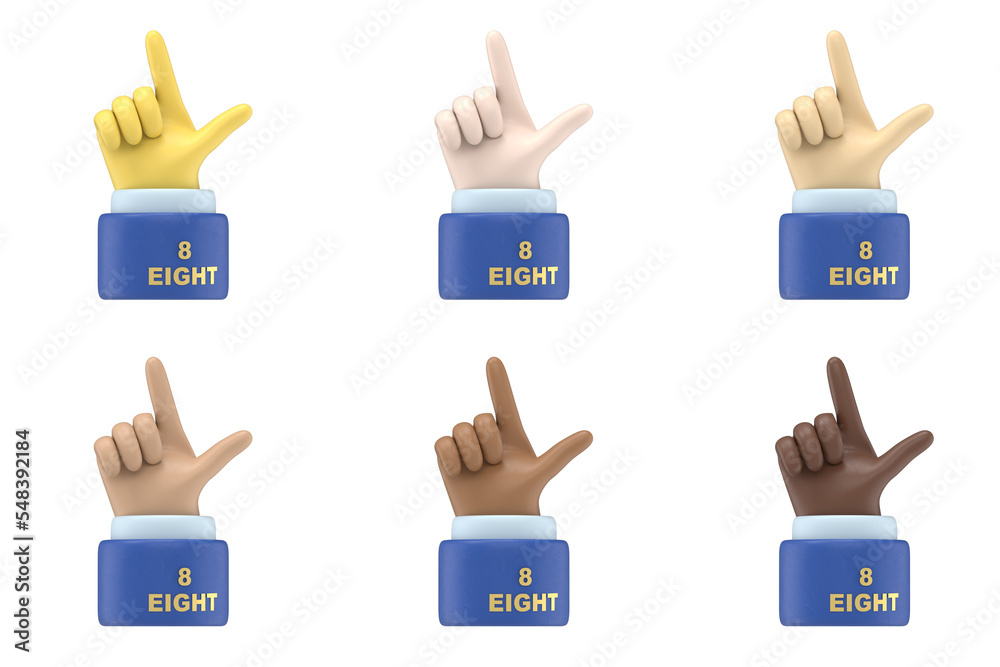 Transparent Backgrounds Mock-up.Five fingers counting icon.3d hand ...