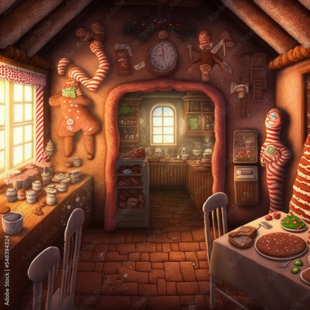 Ai generated interior of a gingerbread home Stock Illustration | Adobe ...
