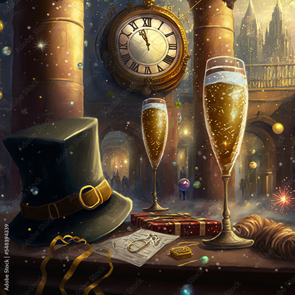 AI generated New Years Eve celebration Stock Illustration | Adobe Stock