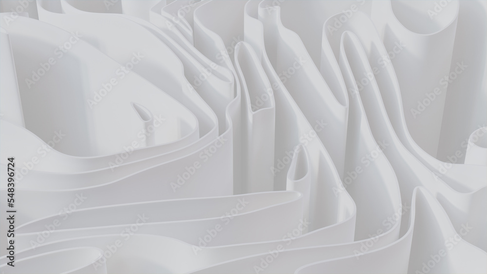 White 3D Ribbons ripple to make a Light abstract wallpaper. 3D Render ...