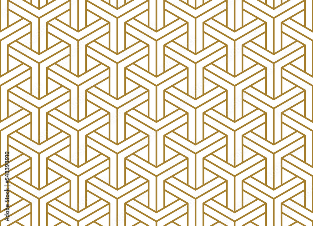 Overlapping 3d cube corners weaving pattern in gold color outline, PNG ...