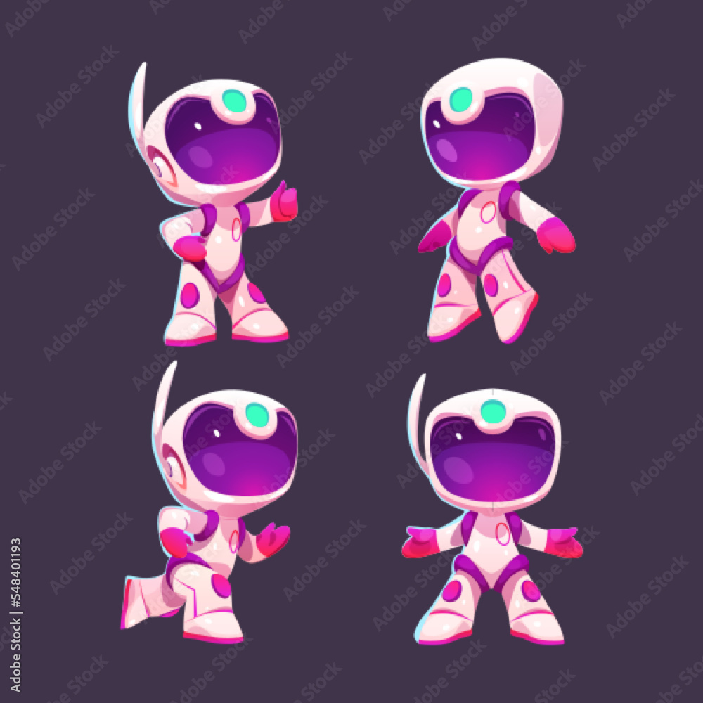 Cartoon astronaut in different positions isolated on background. Vector ... Cartoon astronaut in different positions isolated on background. Vector ...