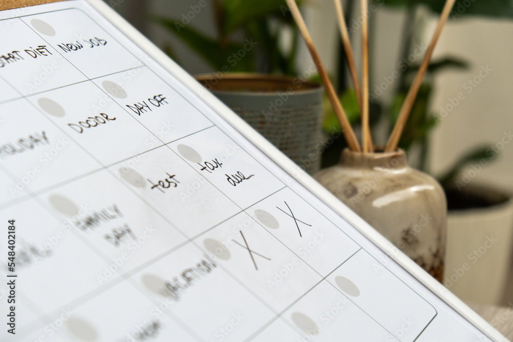 Monthly PLANNER filled with appointments and plans for next month. Busy ...