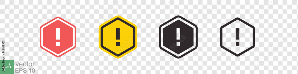 Caution icon set. Caution sign in different style. Exclamation mark ...