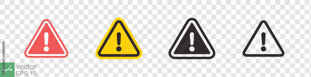 Caution icon set. Caution sign in different style. Exclamation mark ...