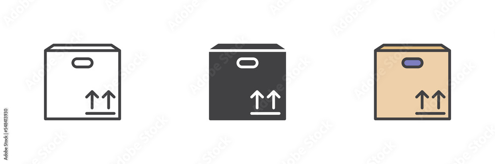 This side up delivery box different style icon set Stock Vector | Adobe ...