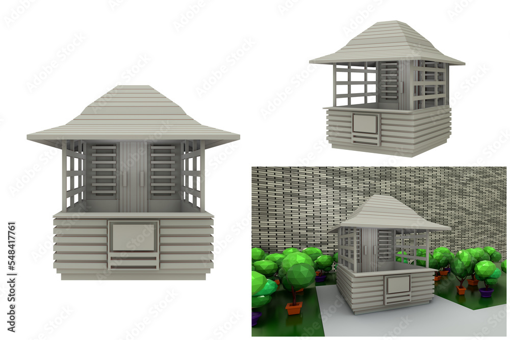 3D PNG RENDER ILLUSTRATION. Sample idea model booth kiosk perspective ...