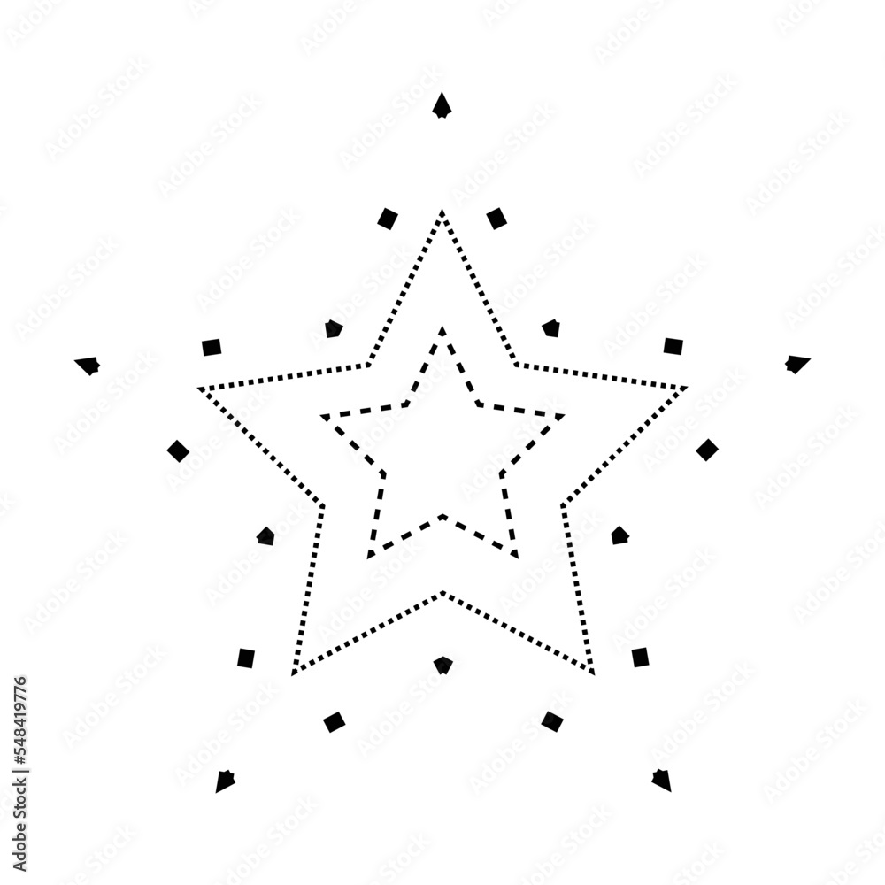 Tracing star shape broken line element for preschool, kindergarten and ...