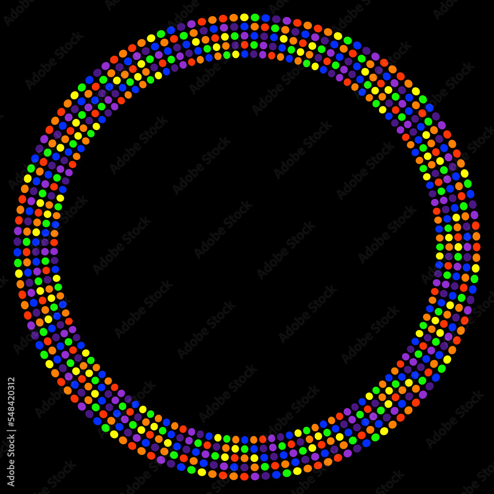Rainbow colors dot frame. Circle frames with Colorful point patterns ...