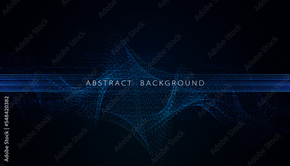 Abstract Particle Atomic Digital Technology Concept Wave Flowing on ...