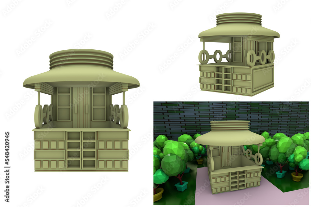3D RENDER PNG ILLUSTRATION. Sample idea model booth kiosk perspective ...