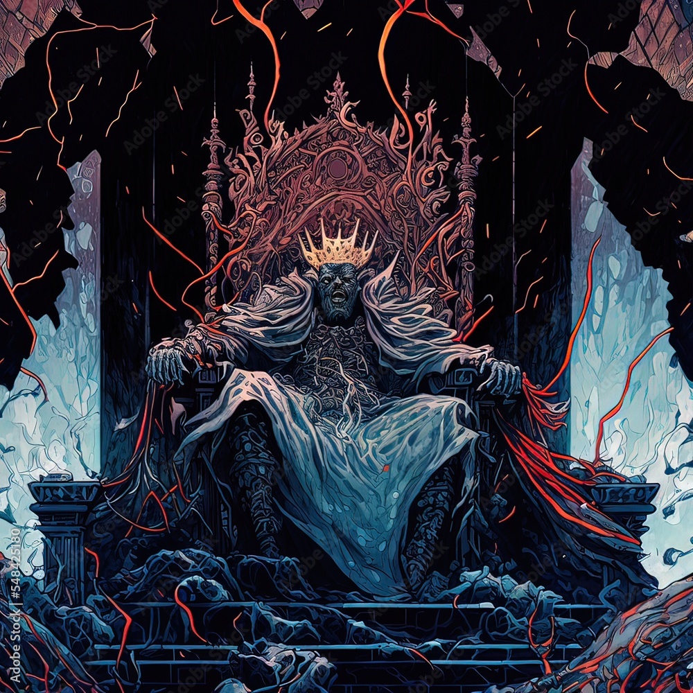 Fantasy concept portrait of the mysterious undead ghost king floating ...