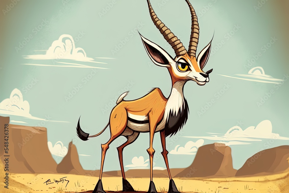 Cartoon Gazelle Cartoon Style Stock Illustration | Adobe Stock