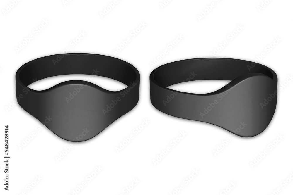 Black rubber wristband mockup isolated. Clear sweat band mock up design ...