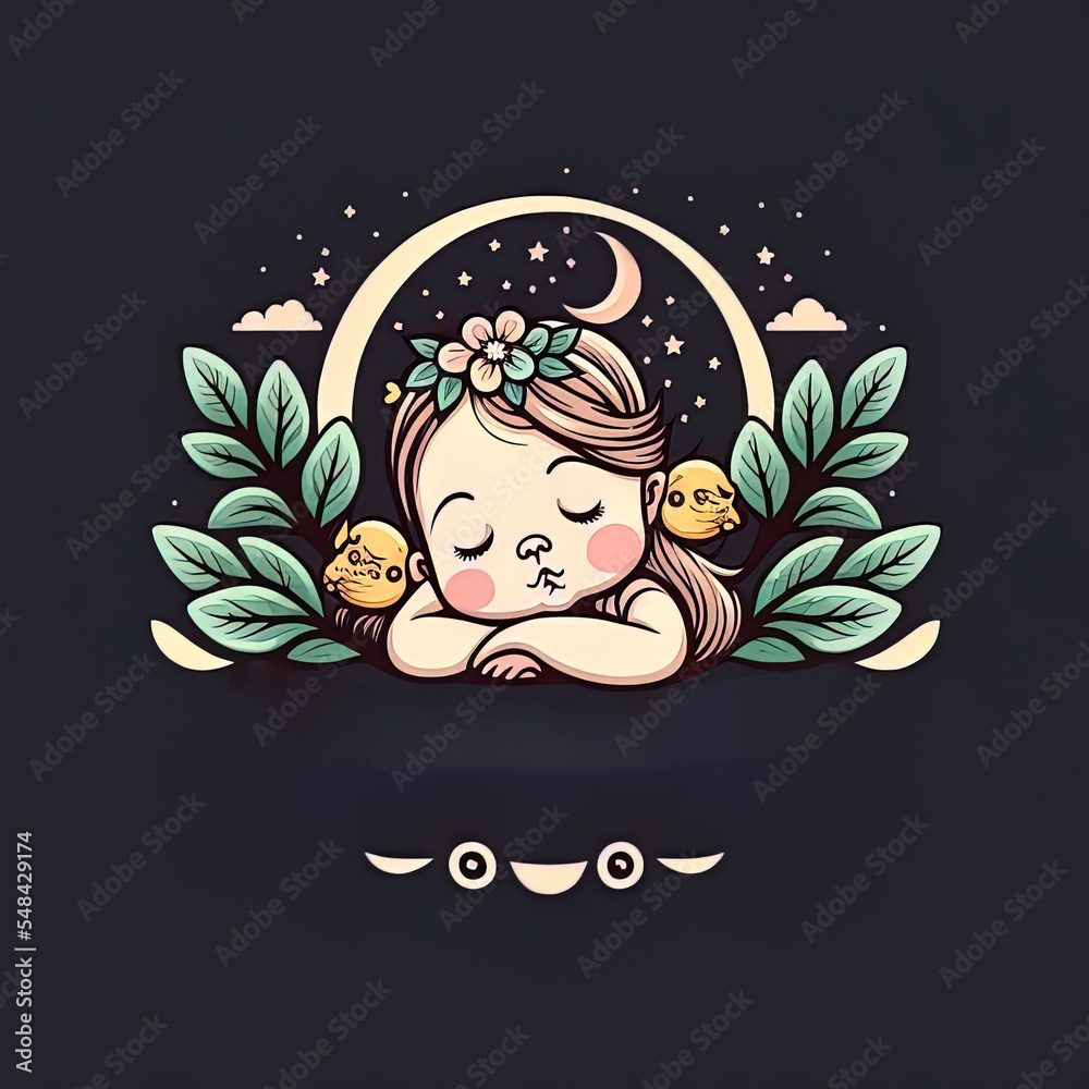 Sleeping Cute Baby Logo Designs Template Stock Illustration | Adobe Stock