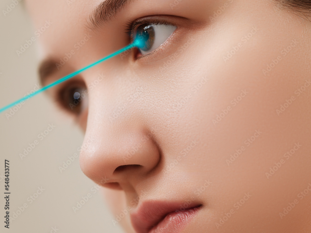 Laser vision correction . Woman's eye . Human eye . Woman eye with ...
