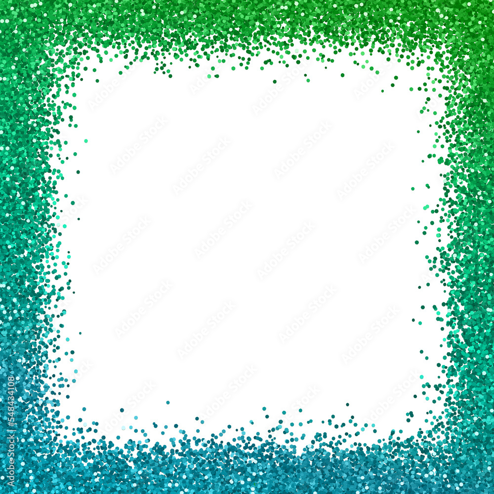 ภาพประกอบสต็อก Glitter square border frame with blue green color effect ...