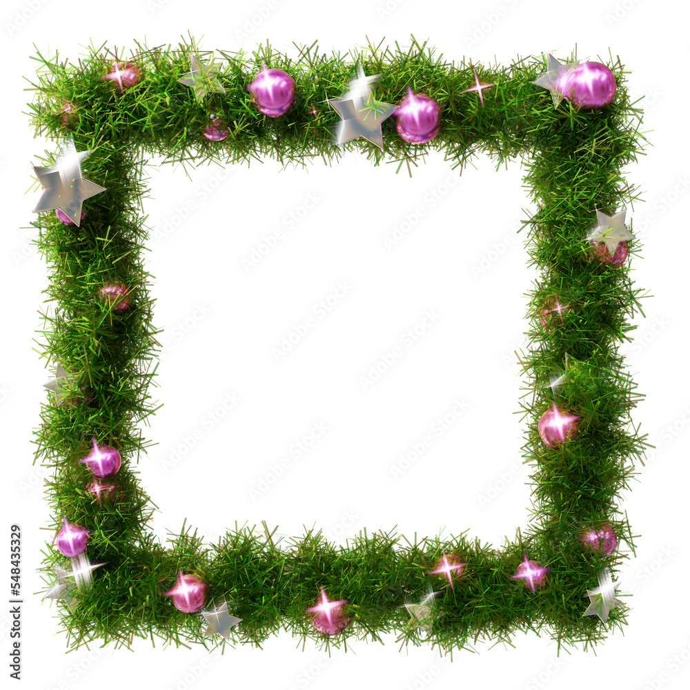 Cute and beautiful christmas wreath square frame with shiny stars and ...