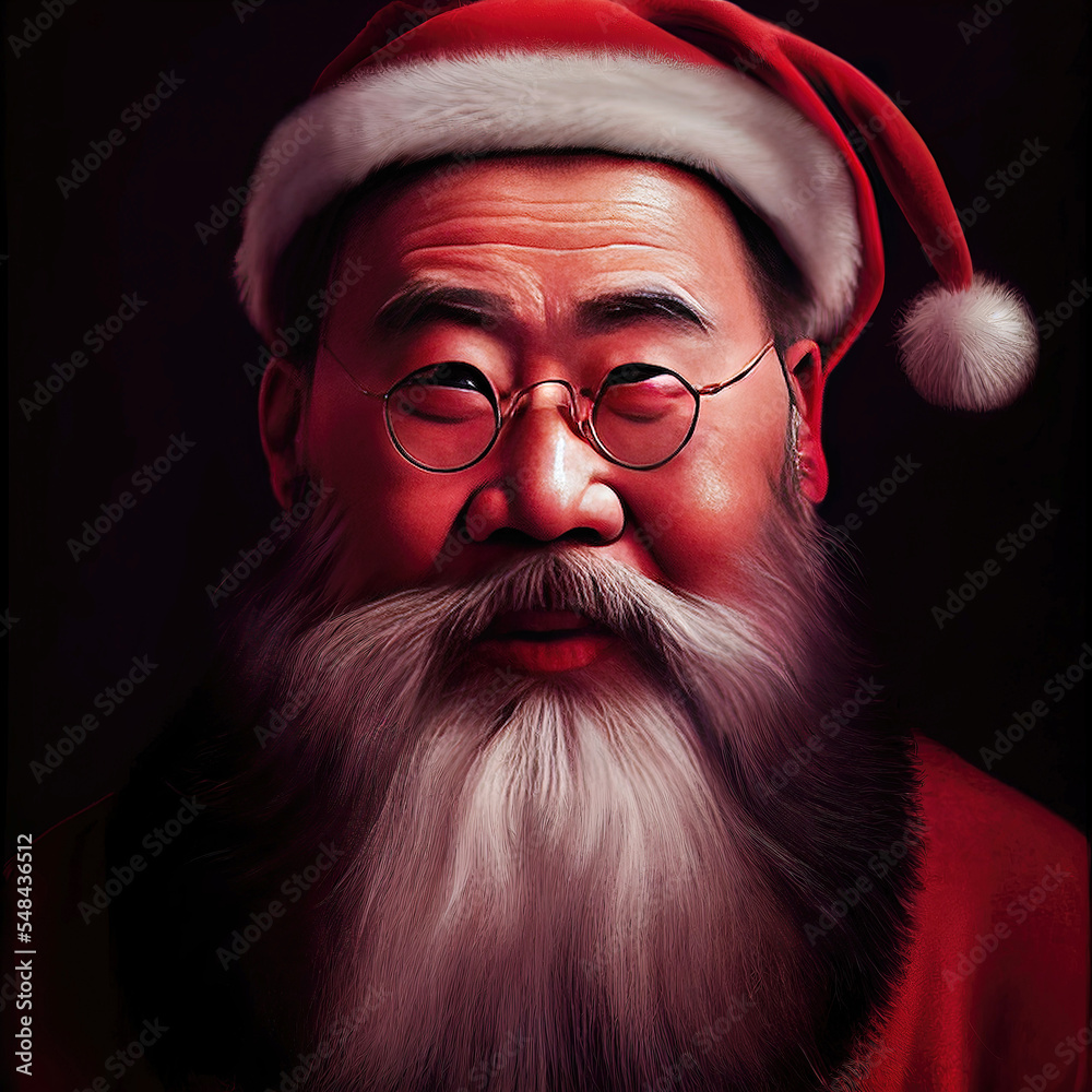 Smiling chinese santa claus as christmas illustration (not based on ...
