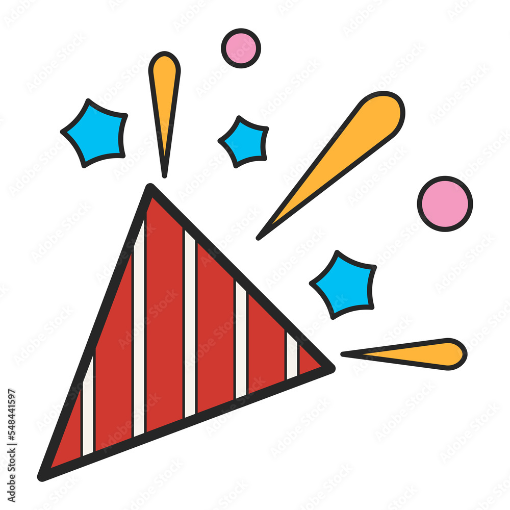 Cartoon Party Popper and Confetti Illustration. Stock Illustration ...