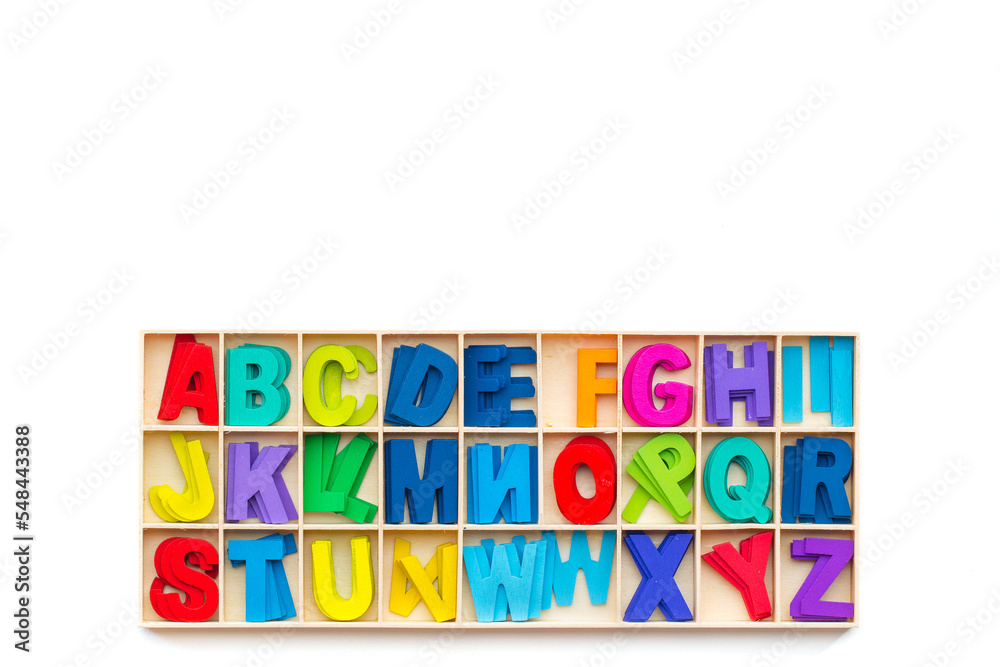 Wood Alphabet letters for starters learn English. colorful letters toys ...
